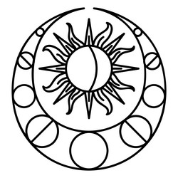 Moon ray sun crescent stroke celestial body Vector Image