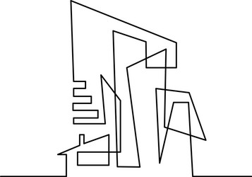 Continuous line drawing modern building Royalty Free Vector