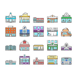 Store shop retail web cart icons set Royalty Free Vector