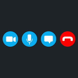 Video call icons set on blue back Royalty Free Vector Image