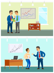 Confused employees with bad management Royalty Free Vector