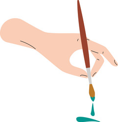 Hand with brush painting Royalty Free Vector Image