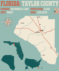 Map of taylor county in florida Royalty Free Vector Image