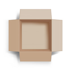 Paper cardboard box template open brown empty Vector Image