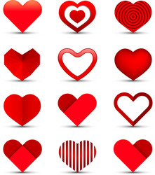 Heart valentine icon set Royalty Free Vector Image