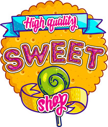 Candy shop hand drawn logo design Royalty Free Vector Image