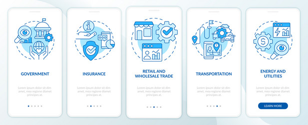 Big data applications types blue gradient Vector Image