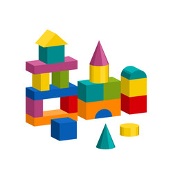 Colorful blocks toy building tower castle house Vector Image