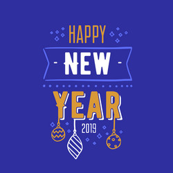 Happy new year greeting card template with border Vector Image