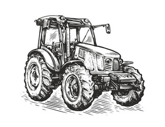 Hand-drawn farm truck tractor transport sketch Vector Image