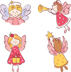 Cartoon angels collection set Royalty Free Vector Image