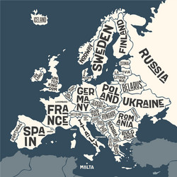 Europe map poster with country Royalty Free Vector Image