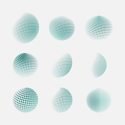 Dotted halftone sphere striped and checkered 3d Vector Image