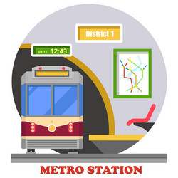 Hand drawing flat style metro train in dubai Vector Image