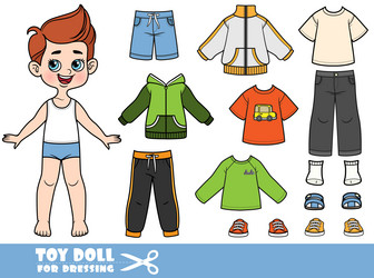 Cute cartoon boy with clothes separately - jacket Vector Image