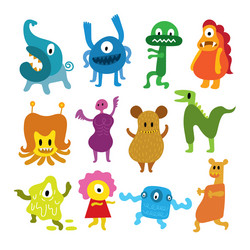Funny cute little monster set Royalty Free Vector Image