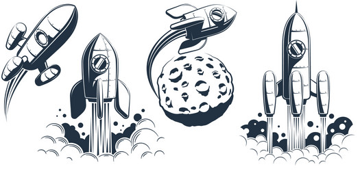 Rocket Moon Clipart Vector Images (over 470)