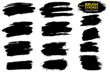 Collection of black paint ink brush strokes Vector Image