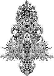 Happy durga puja background goddess hand Vector Image