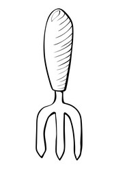 Hoe like small rake hand drawn outline clip art Vector Image