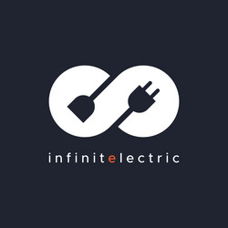 Infinity electricity logo flat line Royalty Free Vector