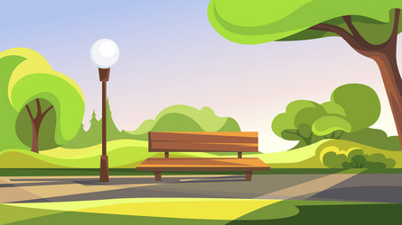 Cartoon public city park with skyscrapers Vector Image