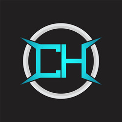 Ch logo monogram circle with piece ribbon style Vector Image