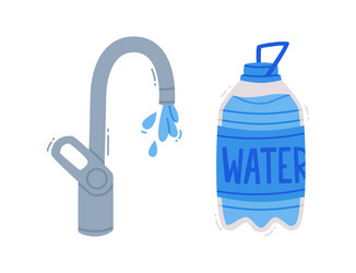 Water well and tap with dripping pure drinking Vector Image