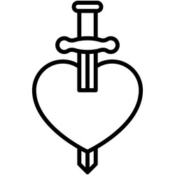 Sword piercing heart icon love Royalty Free Vector Image