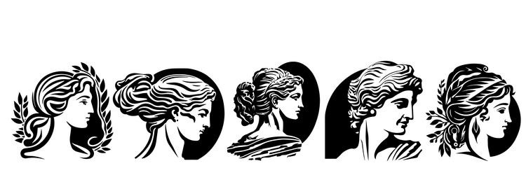 Ancient greek woman head logo Royalty Free Vector Image