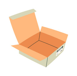 Cartoon cardboard box flat icon Royalty Free Vector Image