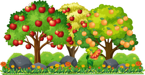 Realistic Cartoon Apple Tree