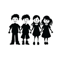 Happy children black icon on white background Vector Image