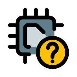 Question mark on microchip indicates Royalty Free Vector