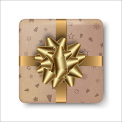 Realistic golden gift box with golden bow Vector Image