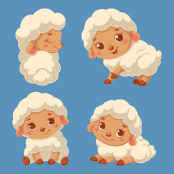Easter set with bunnies sheep and eggs cartoon Vector Image
