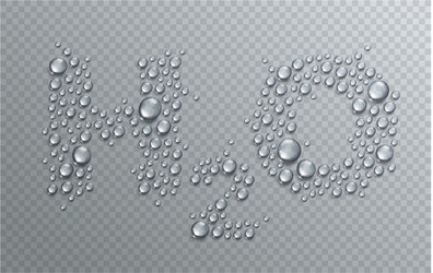 H2o letters designed with realistic water drops Vector Image