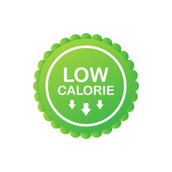 Green low-calorie product label on white Vector Image