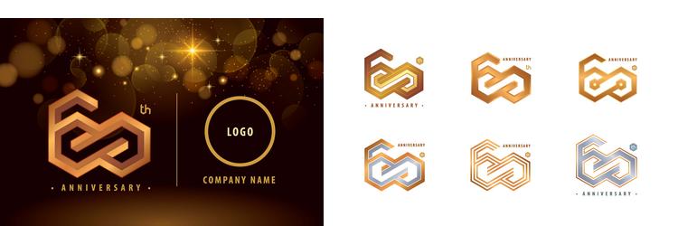 Set of 60th anniversary logotype design sixty Vector Image