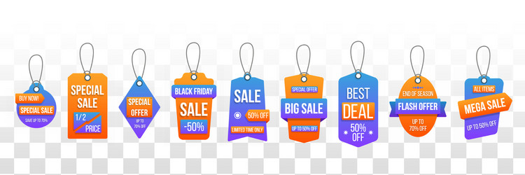 Set promotion editable sale price tag label Vector Image