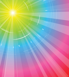 Rainbow bright background with rays Royalty Free Vector