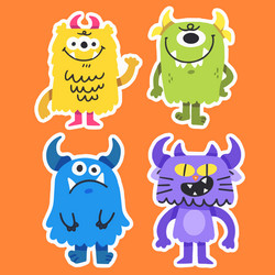 Unique and cute little critters sticker Royalty Free Vector