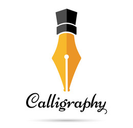 Calligraphy fountain pen gold Royalty Free Vector Image