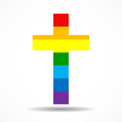 Cross in rainbow flag symbol lgbt Royalty Free Vector Image