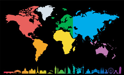 Detailed world map with pinned enlarged map Vector Image