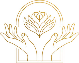 Design flower growing between hands hand Vector Image