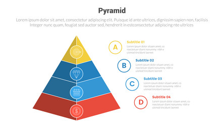 Pyramid shape triangle stage infographics Vector Image