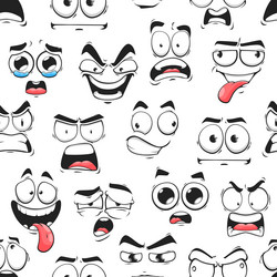 Funny cartoon faces seamless pattern background Vector Image