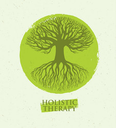 Holistic therapy tree with roots on organic paper Vector Image