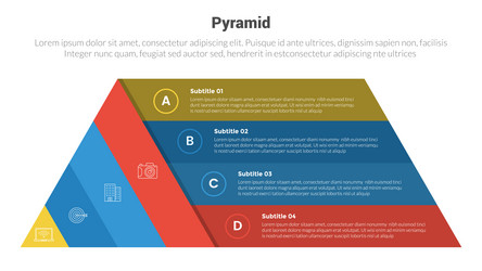 Pyramid shape triangle stage infographics Vector Image
